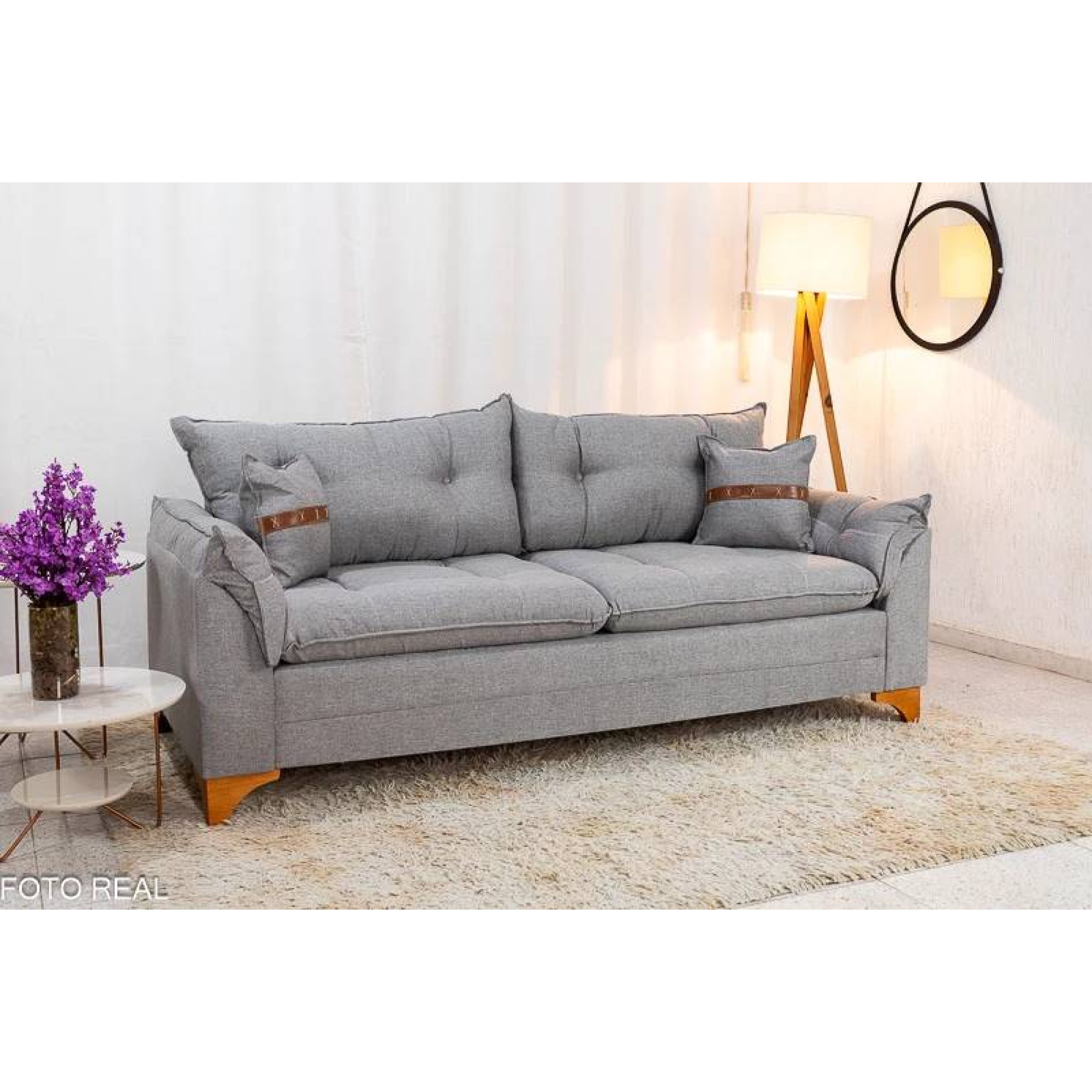 Sofá Creta 3 Lugares - Linho Cinza