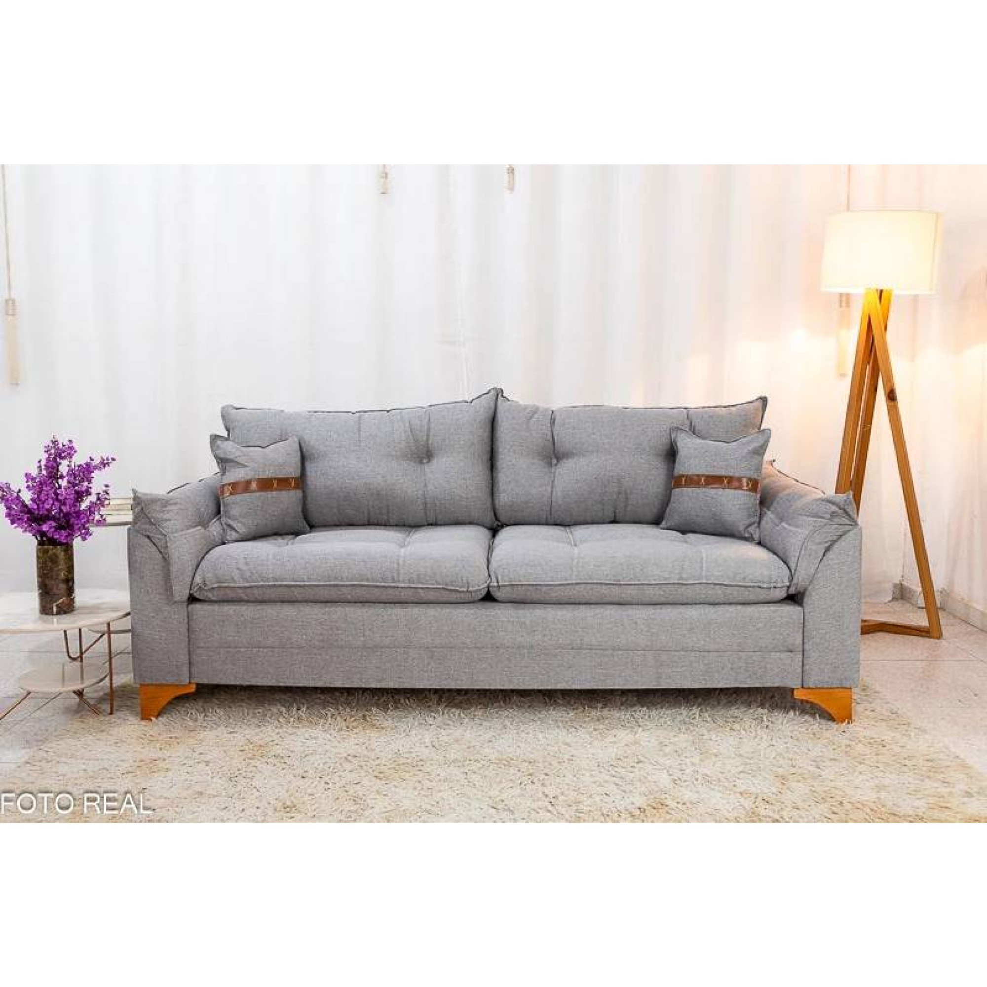 Sofá Creta 3 Lugares - Linho Cinza
