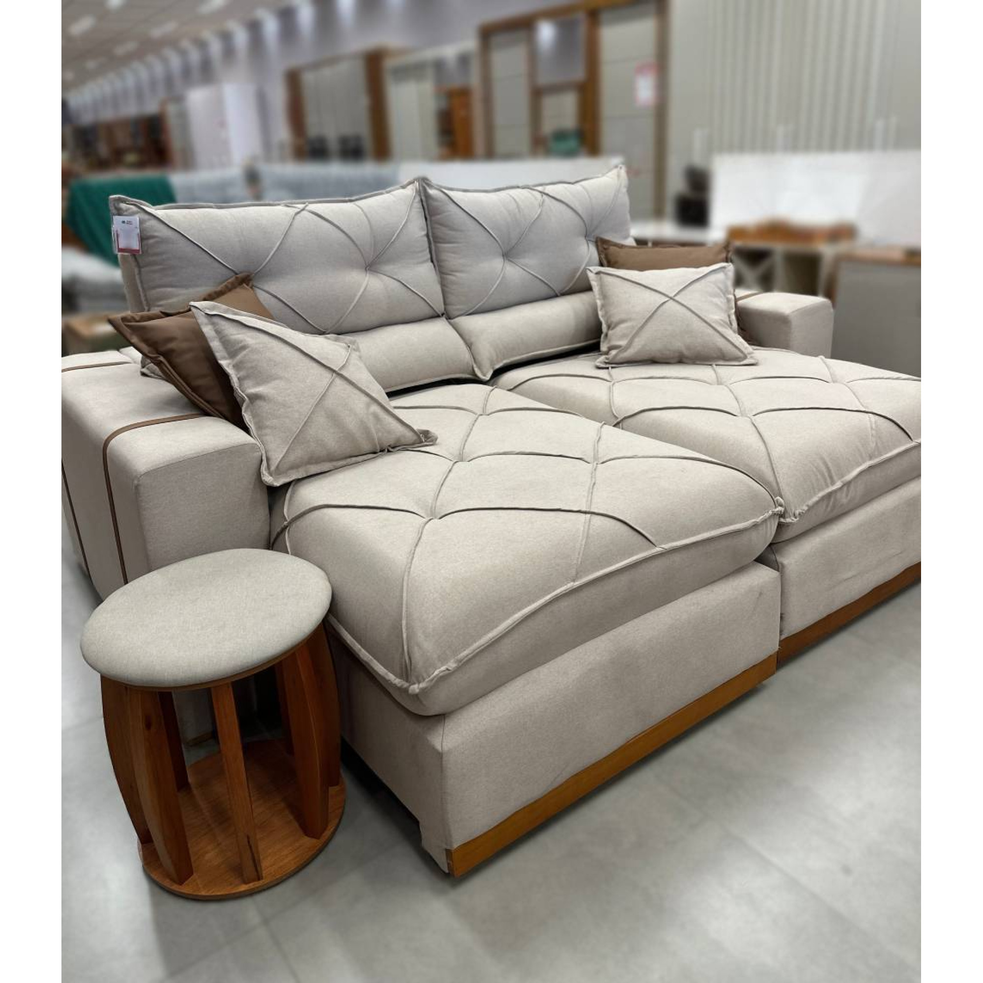 Sofá Gran Bello Retrátil Reclinável 2,30 - Linho Bege