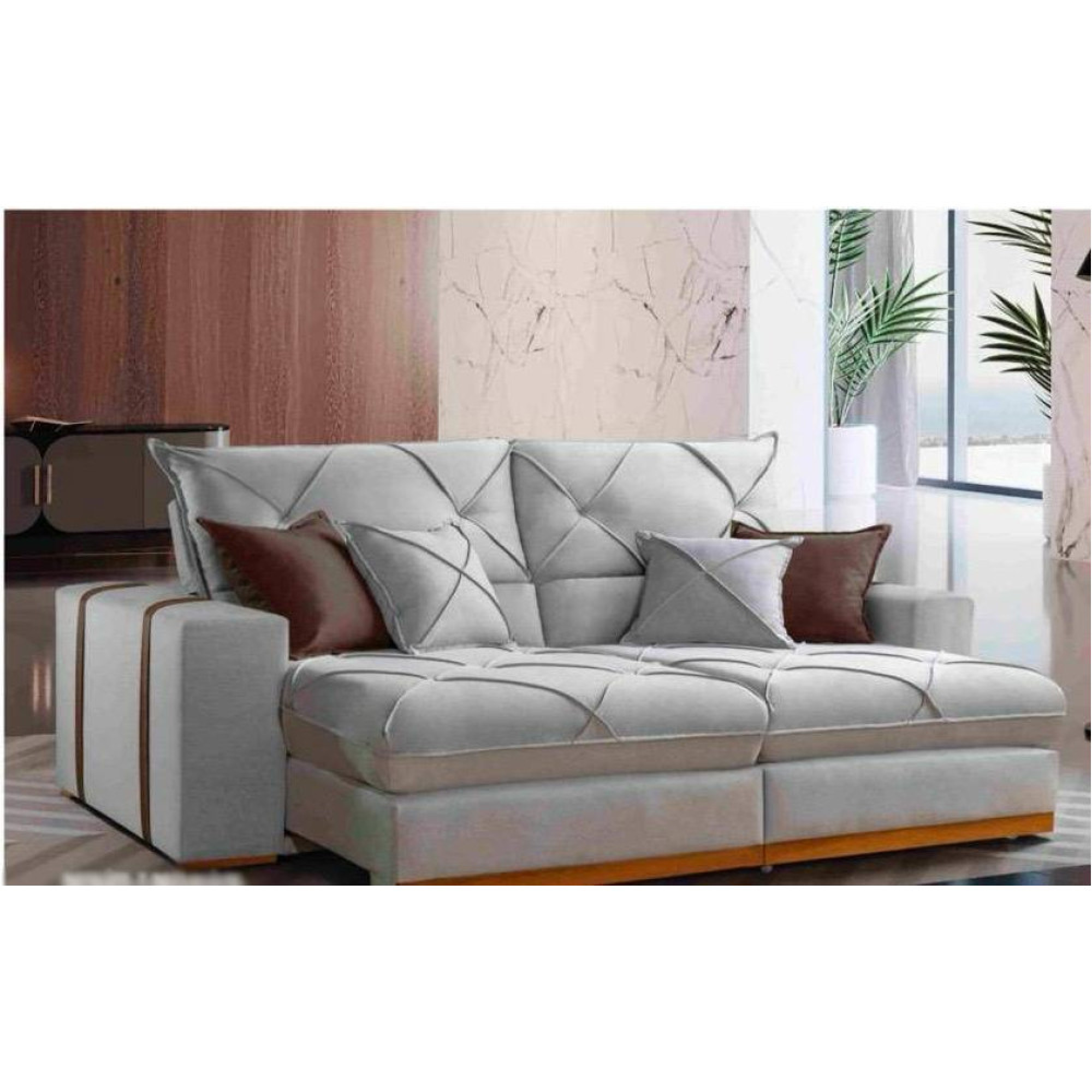 Sofá Gran Bello Retrátil Reclinável 2,30 - Linho Cinza