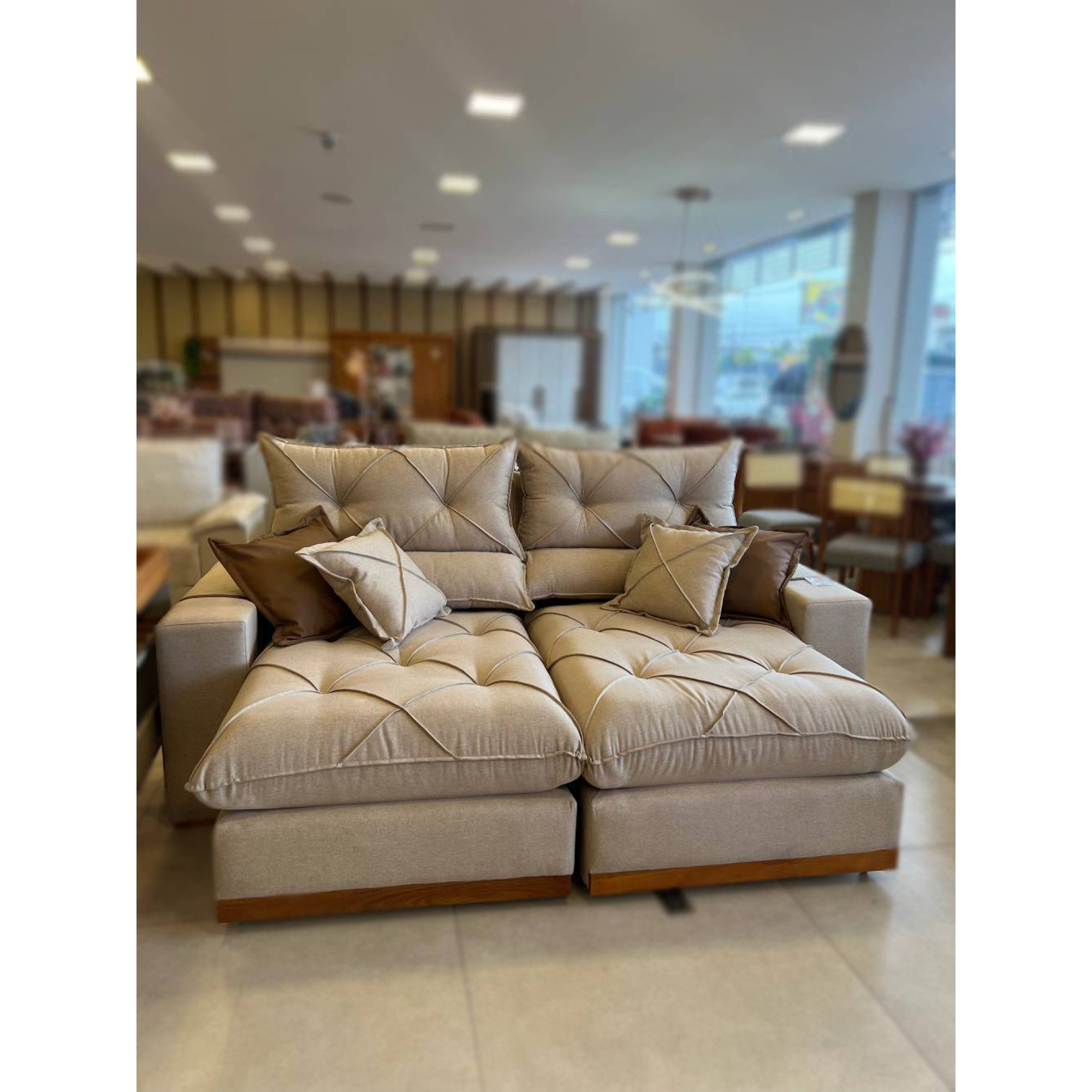 Sofá Gran Bello Retrátil Reclinável 2,30 - Linho Bege