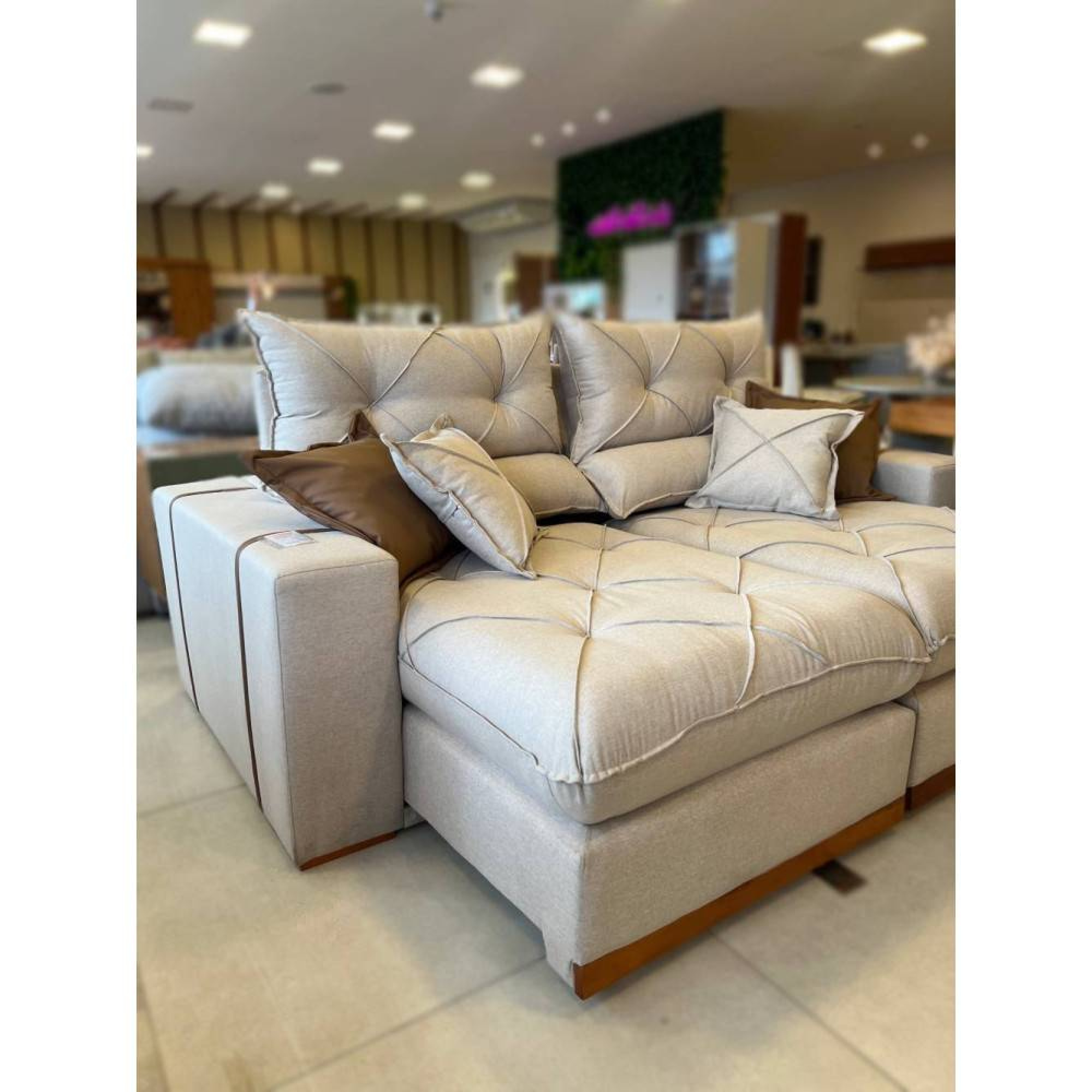 Sofá Gran Bello Retrátil Reclinável 2 m - Linho Bege