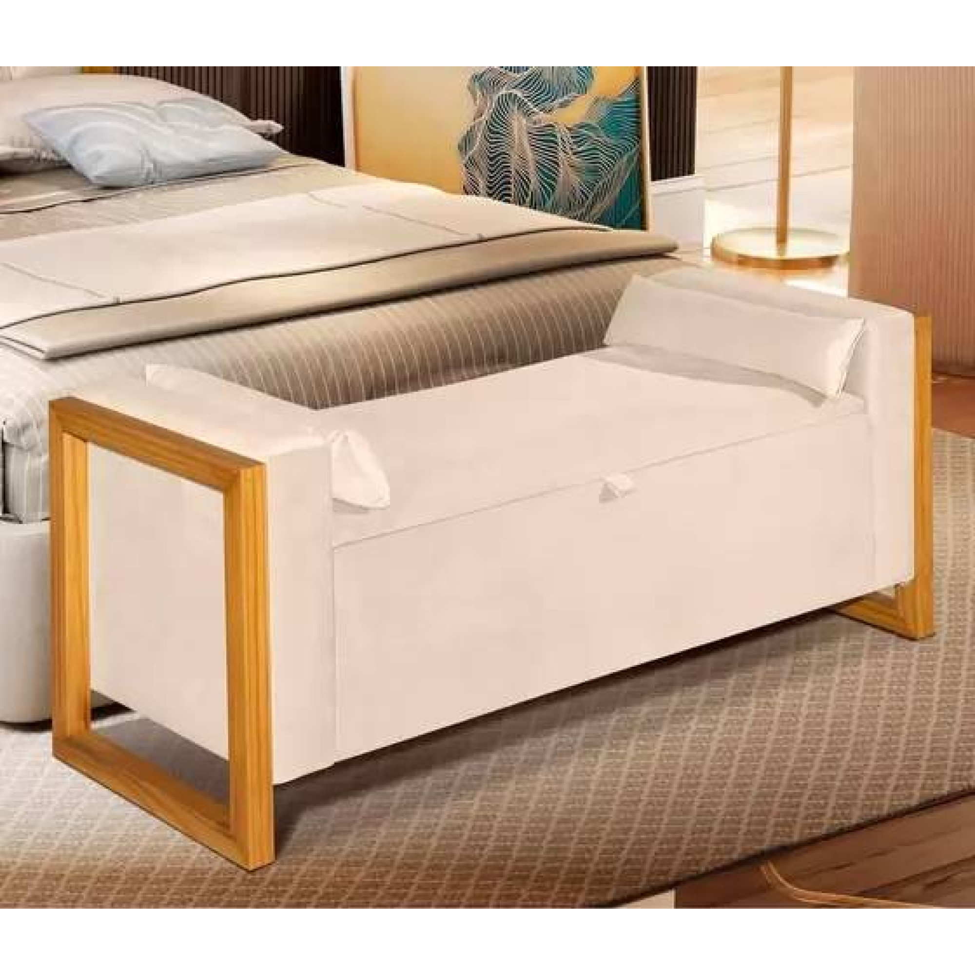 Recamier Baú Imperial Queen 150cm - Bege