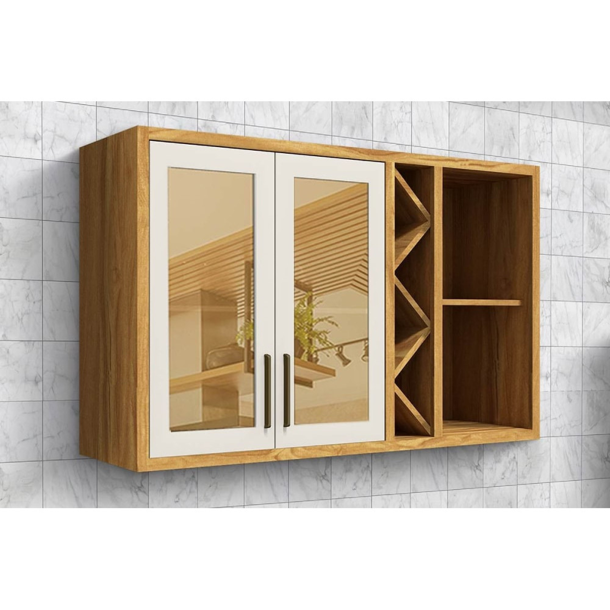 Armário Aéreo 120cm c/ 2 portas Reflecta Tempranillo - Amendoa/Off White