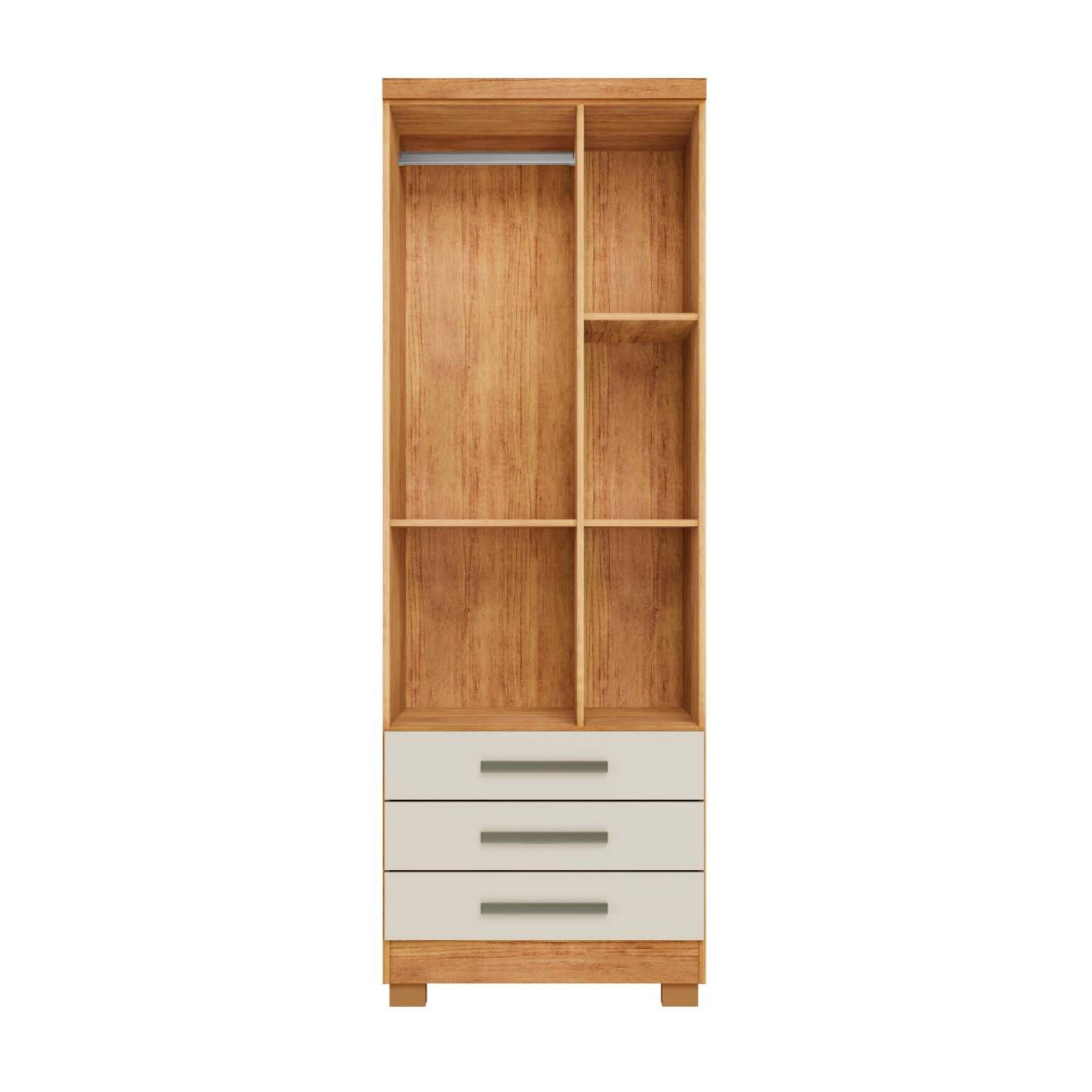 Guarda Roupa Floripa Solteiro 2 Portas 3 Gavetas Rud Rack - Cedro /Off ...