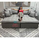 Sofá Cama Vogue Retrátil e Reclinável 2,20 m - Innove Estofados- Linho Cinza