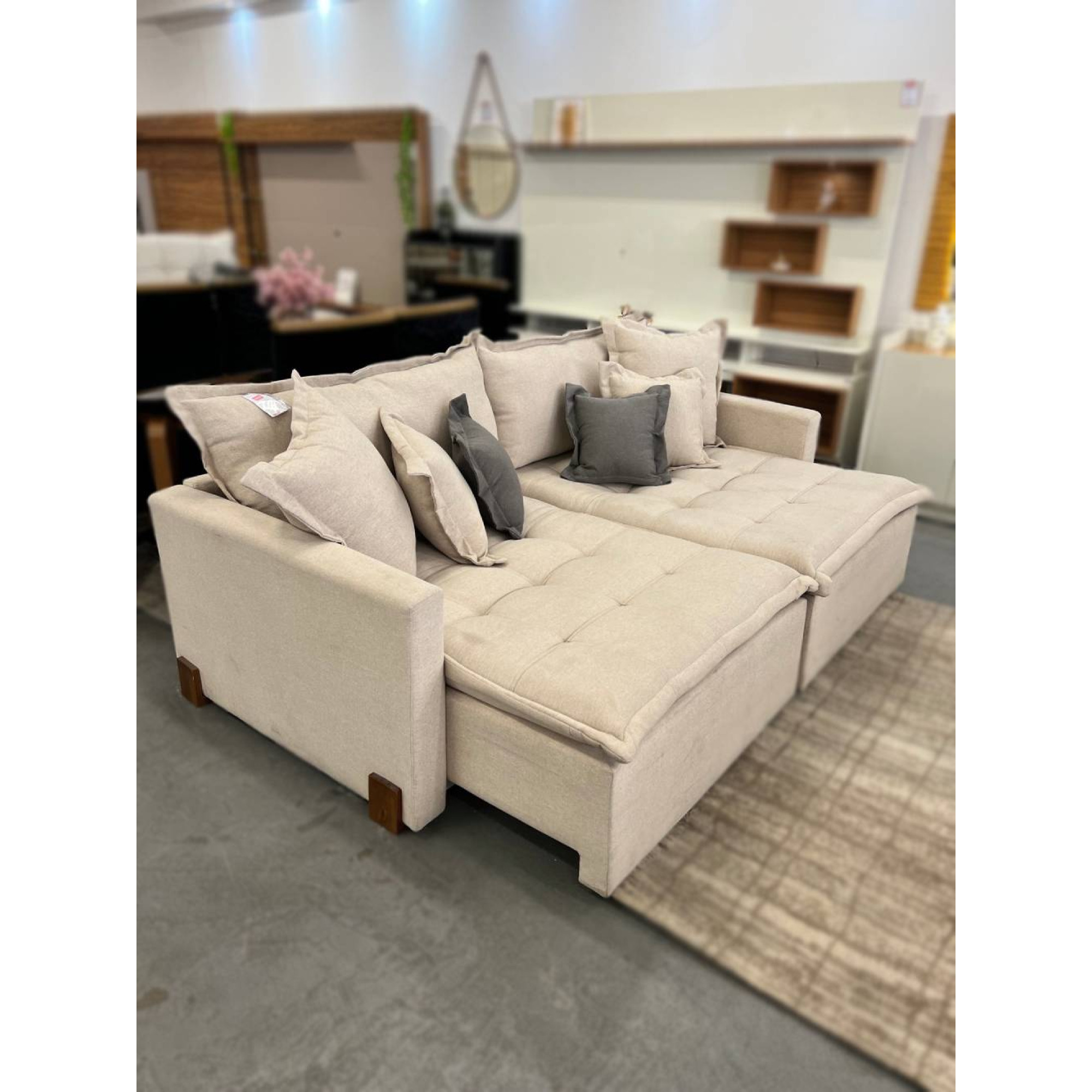 Sofá Cama Vogue Retrátil e Reclinável 2 m - Innove Estofados - Linho Bege