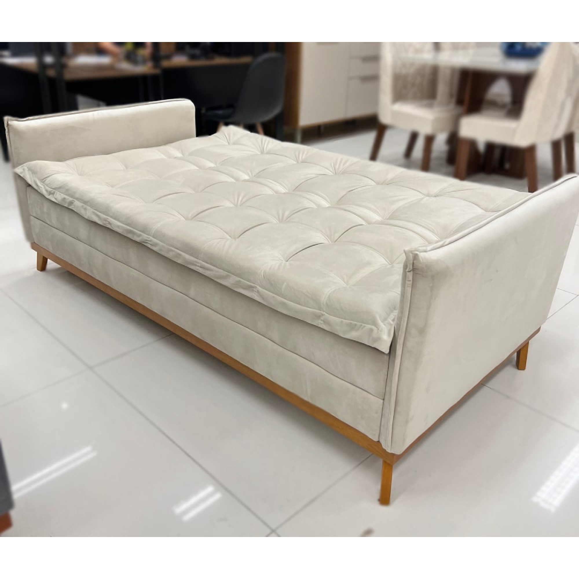 Sofá Cama Sofia Reclinável 2m - Bege