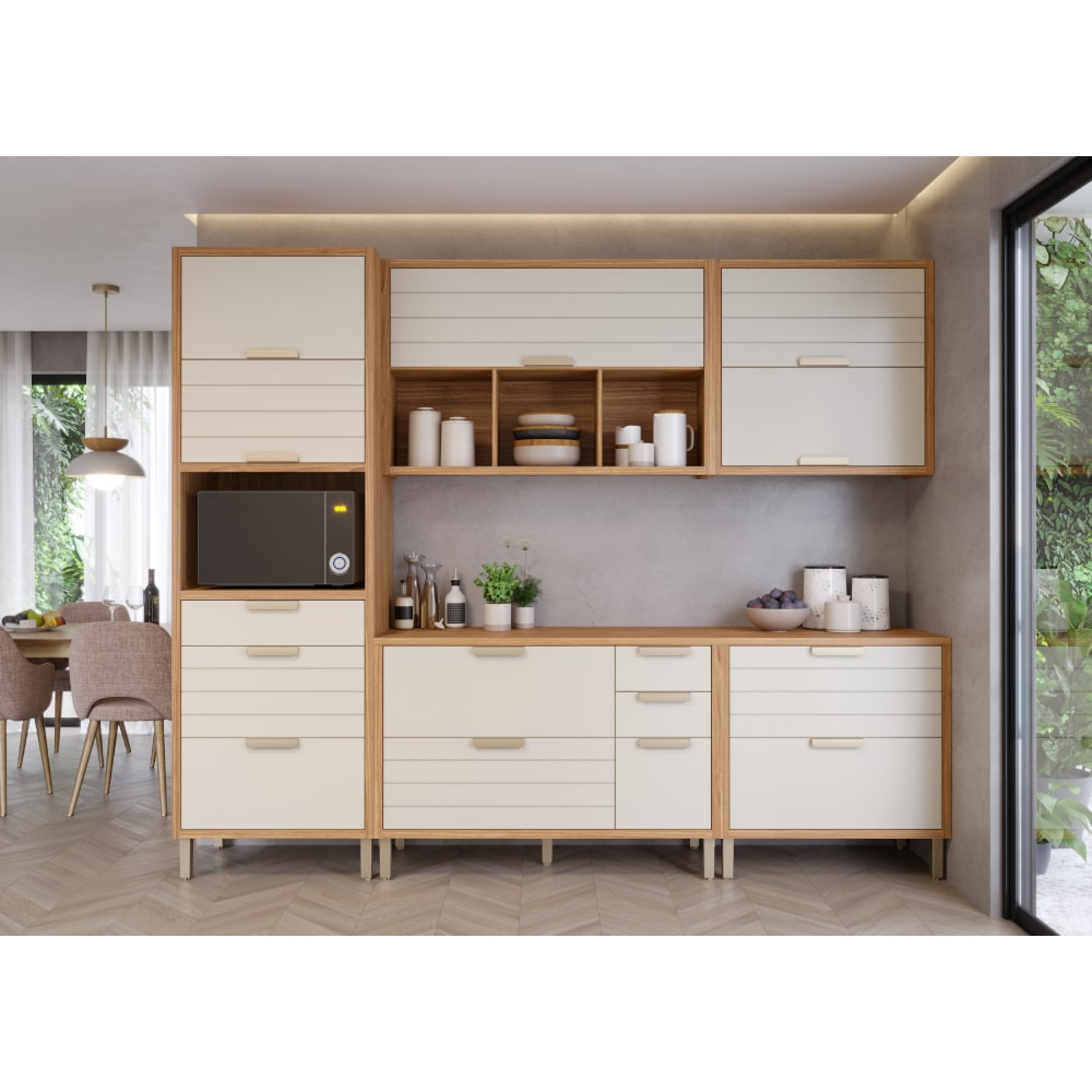 Cozinha Eloise c/ 5 Peças - Freijó/ Off White