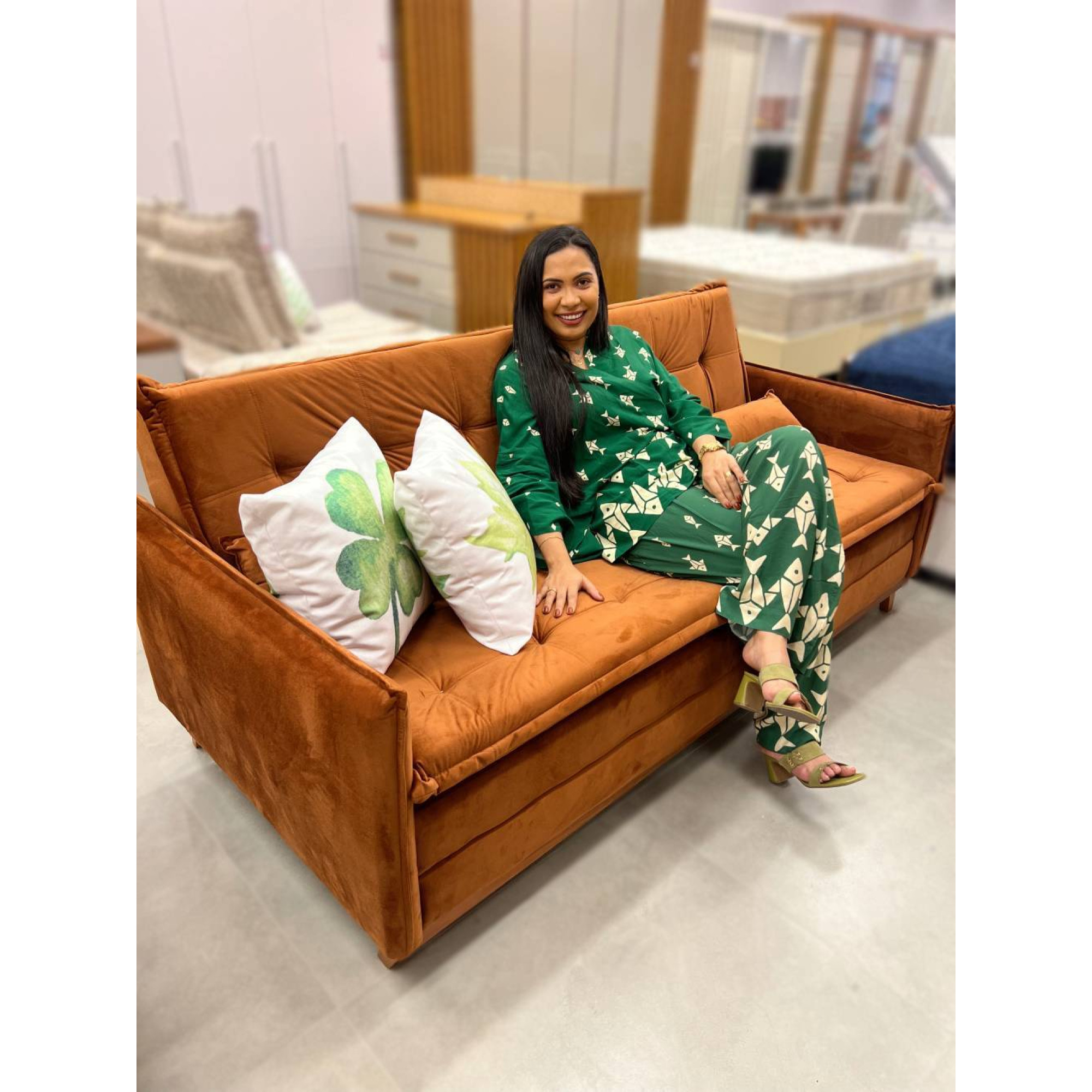 Sofá Cama Sofia Reclinável 2m - Terracota