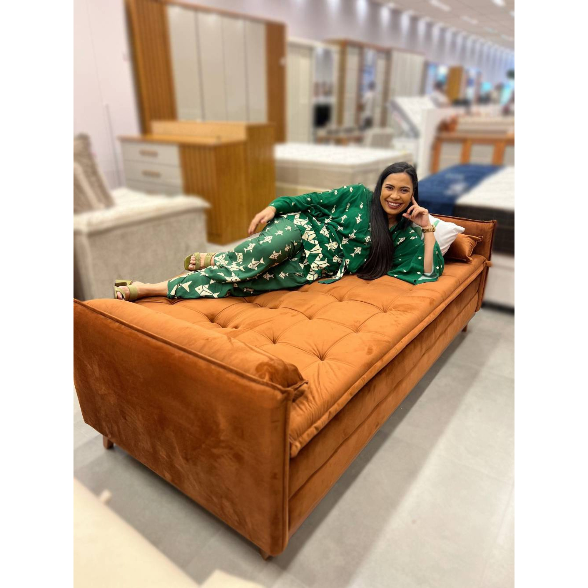 Sofá Cama Sofia Reclinável 2m - Terracota