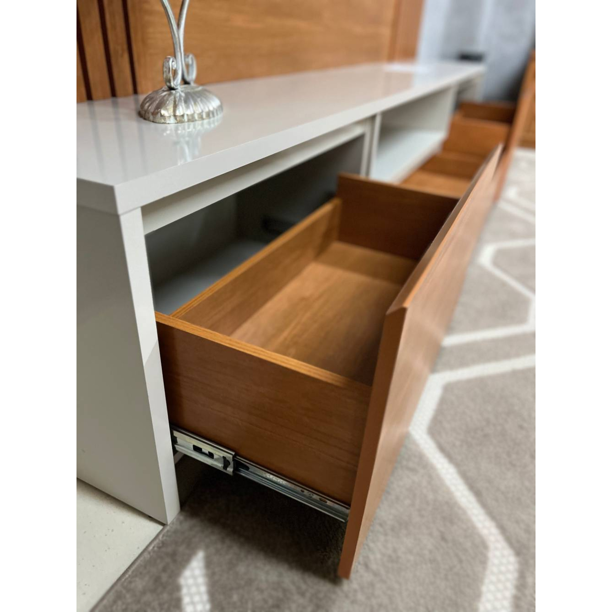 Rack Vertex c/ Painel Vertex para Tvs até 65" - Off White/Naturalle