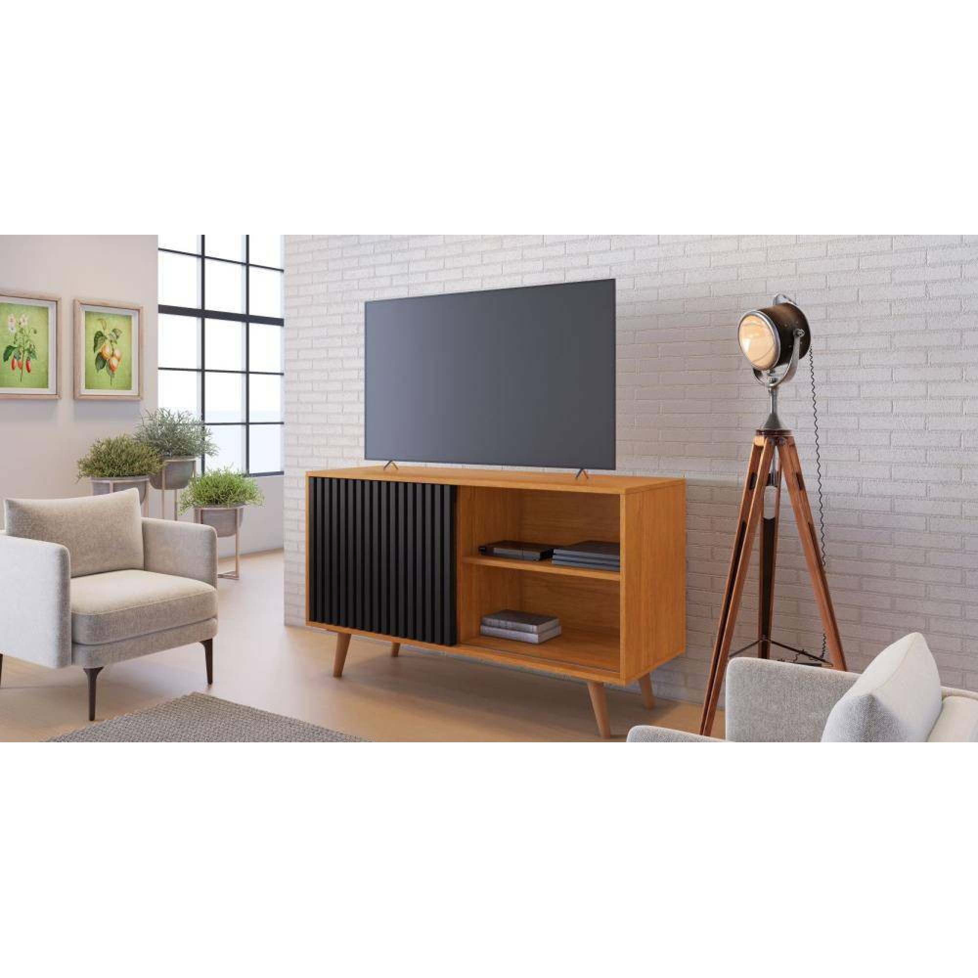 Rack Carinho para TV até 43'' - Cinamomo/Preto