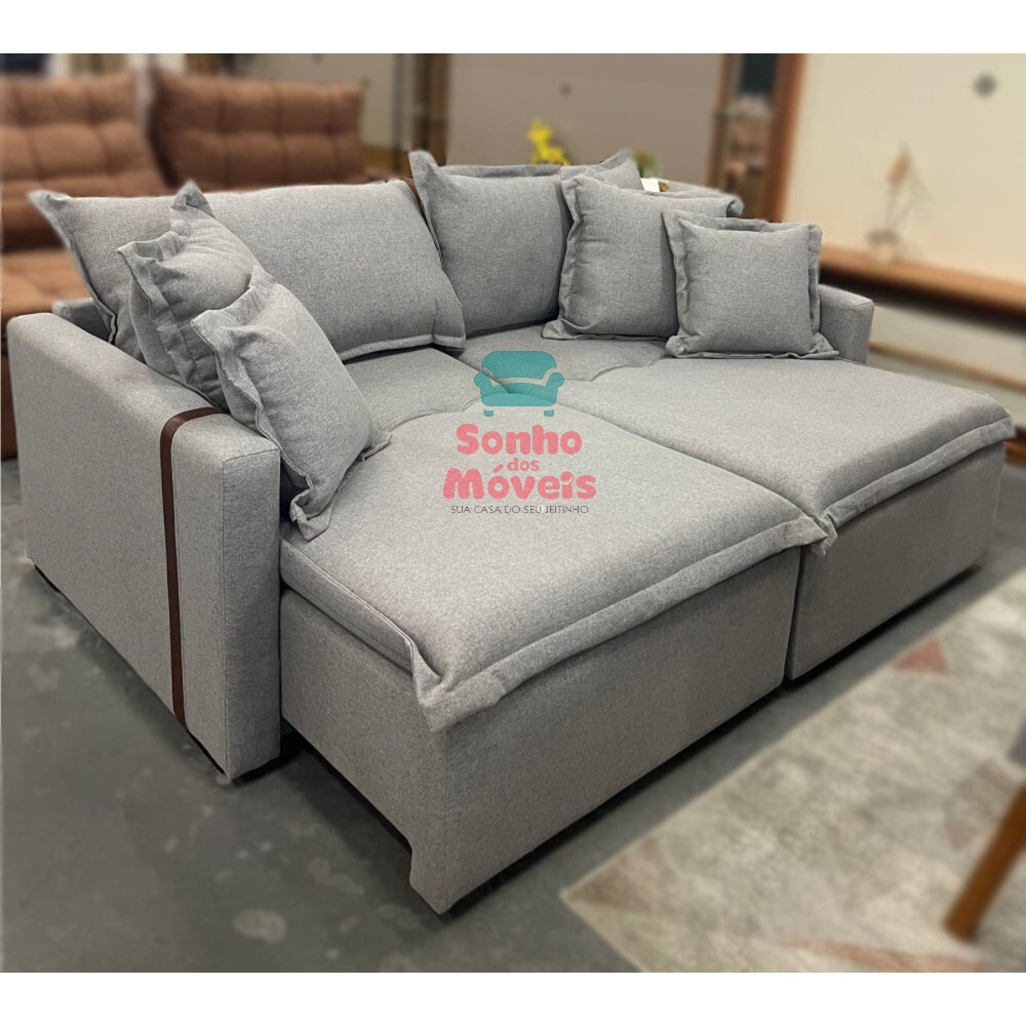 Sofá Cama Lancôme Retrátil e Reclinável 2,20 m - Linho Cinza 05
