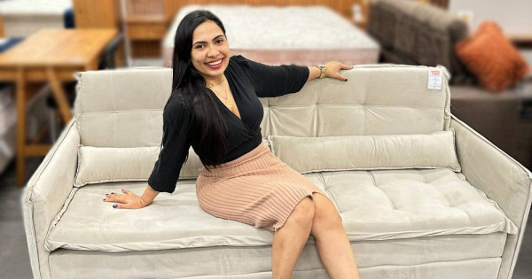 Sofá Cama Sofia Reclinável 2m - Bege