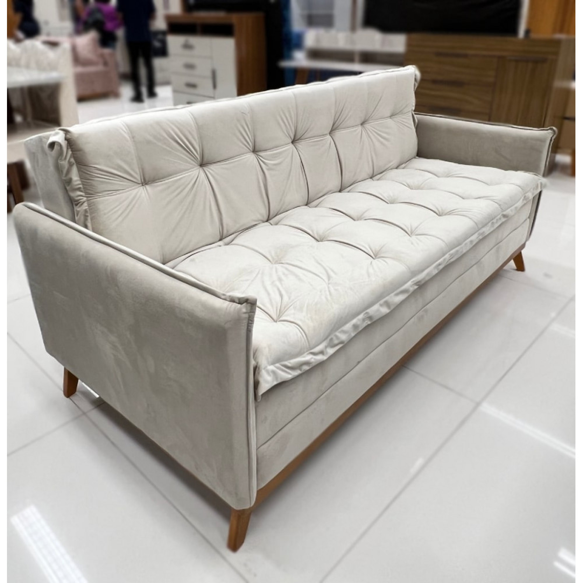 Sofá Cama Sofia Reclinável 2m - Bege